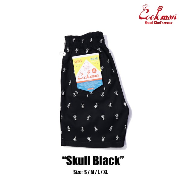 COOKMAN シェフパンツ Chef Pants Short Skull Black 231-31936 COOKMAN シェフパンツ Chef Pants Short Skull Black 231-31936